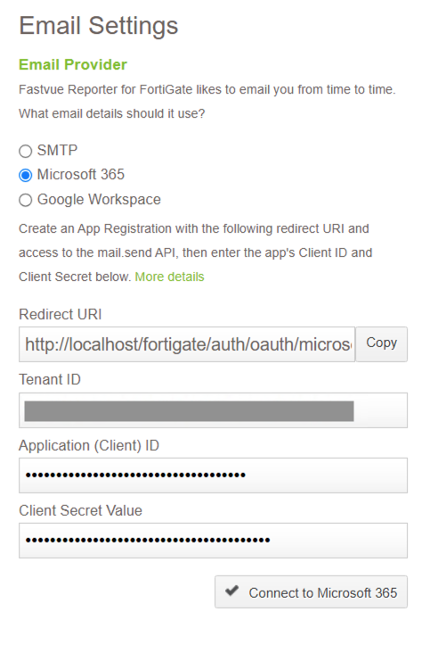 Configuring Fastvue Reporter's Email Settings to use Microsoft 365