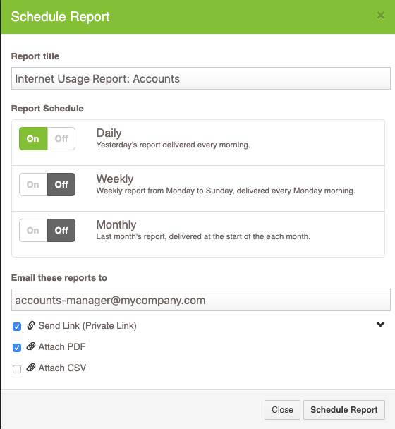 How do I send reports to Department Managers?