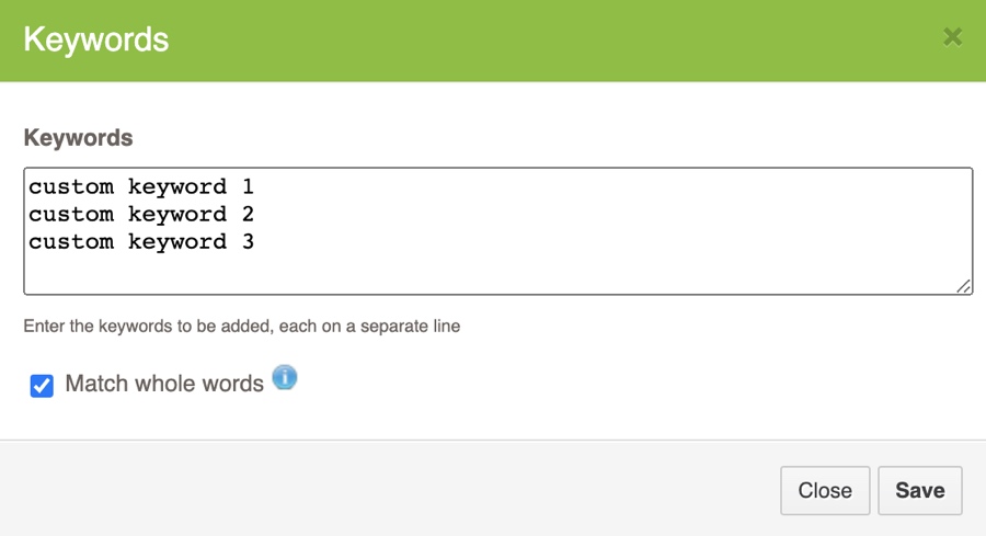 Keywords and Keyword Matching